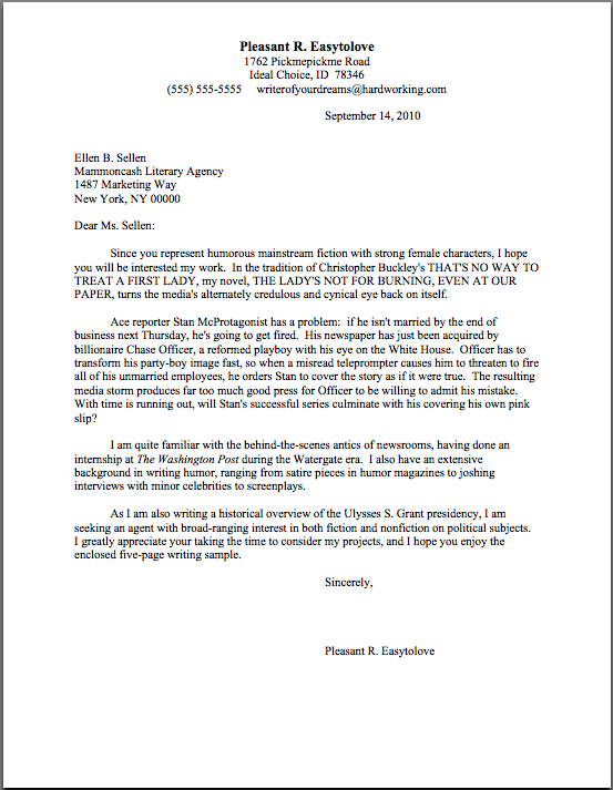 Literary Agent Query Letter Template Word Free Download